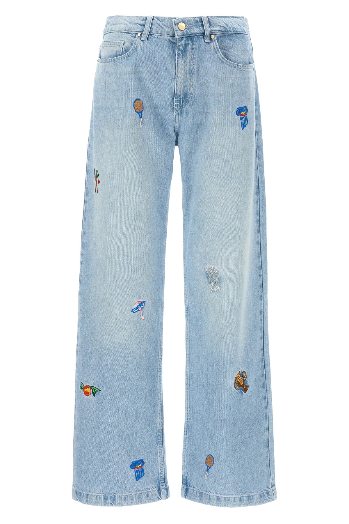 Casablanca Blue Embroidered Motif Jeans In Light Vintage Wash | ModeSens